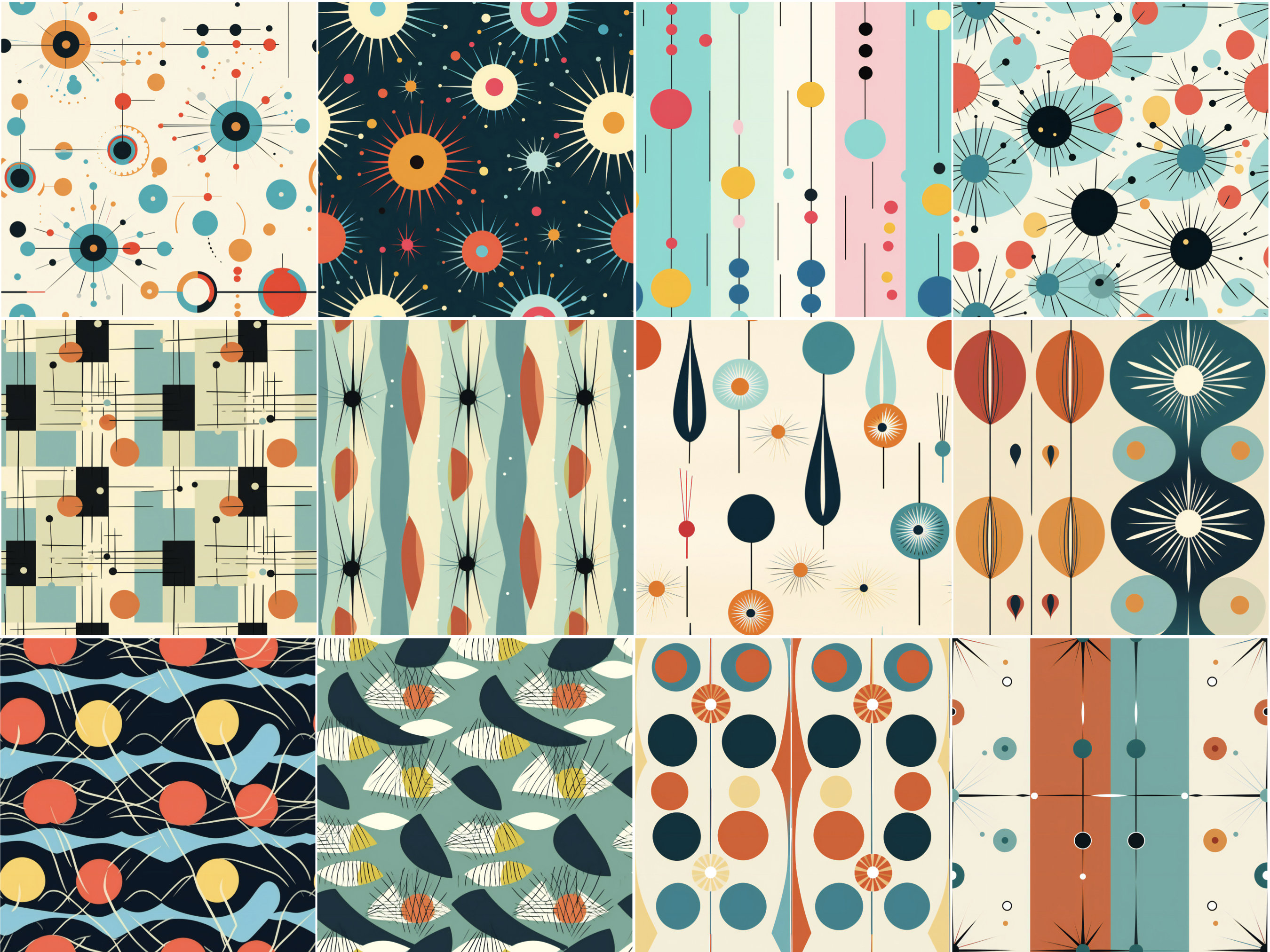 Retro Atomic, 20 Downloadable Seamless Tiled Patterns for Graphic ...