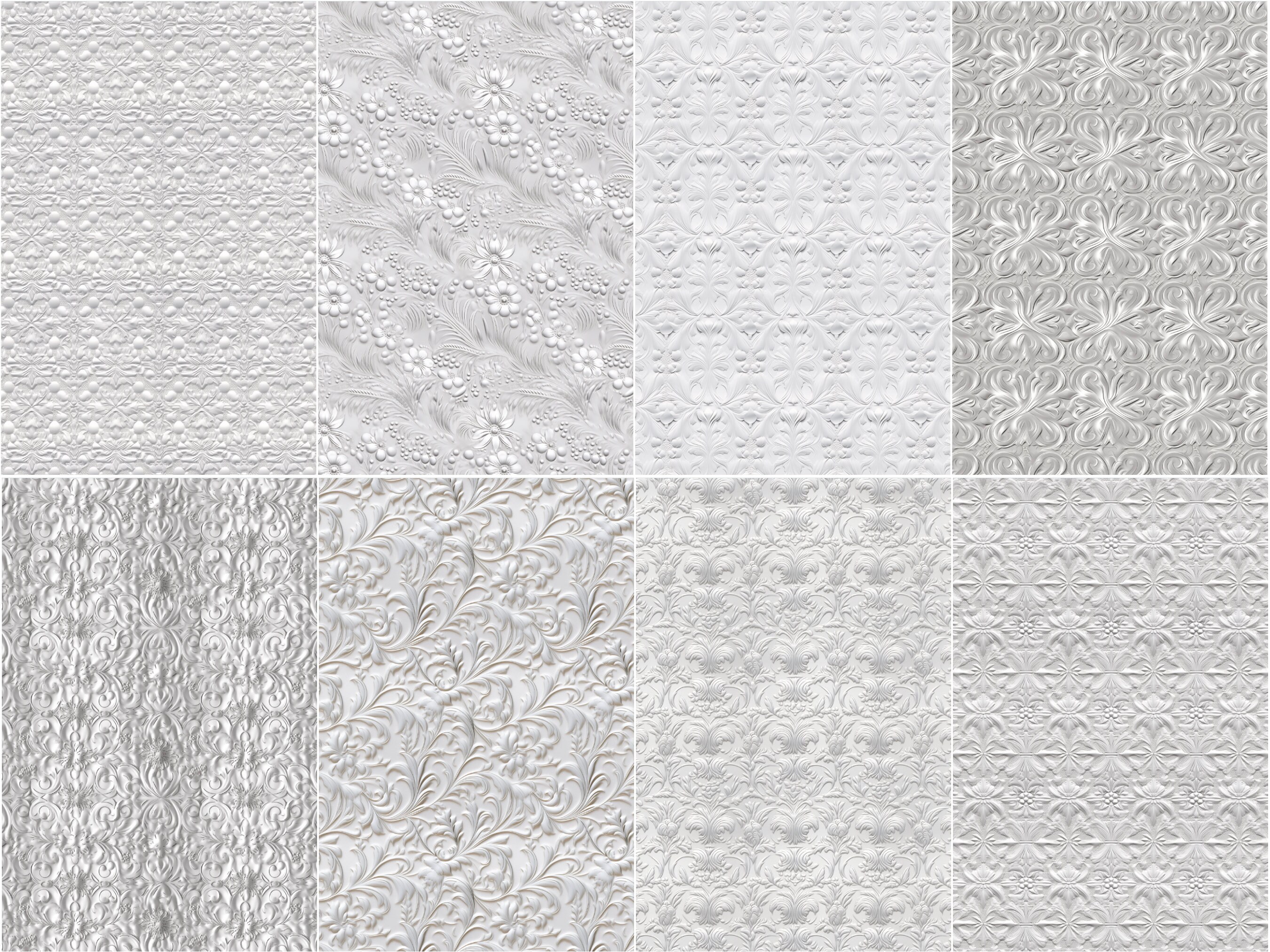 Embossed Silver Metal Patterns, 16 Downloadable Seamless Tiled Patterns ...