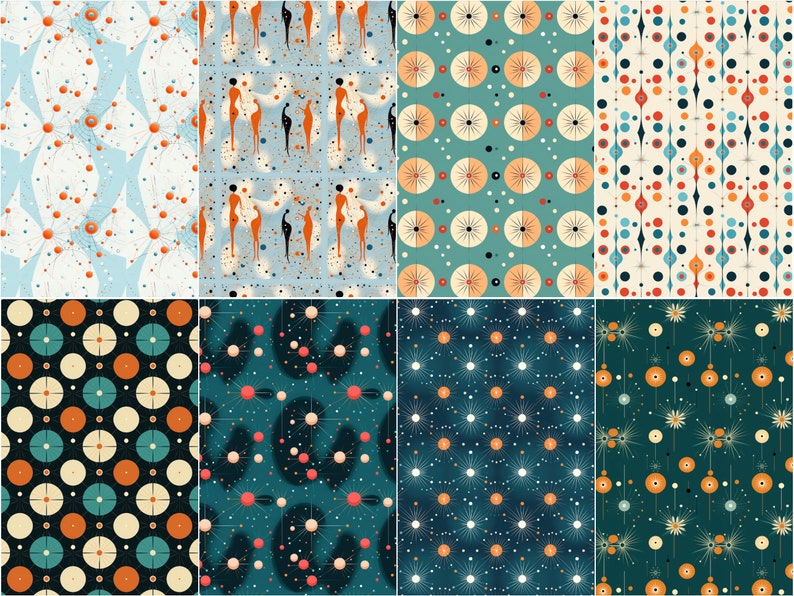 Retro Atomic, 20 Downloadable Seamless Tiled Patterns for Graphic ...