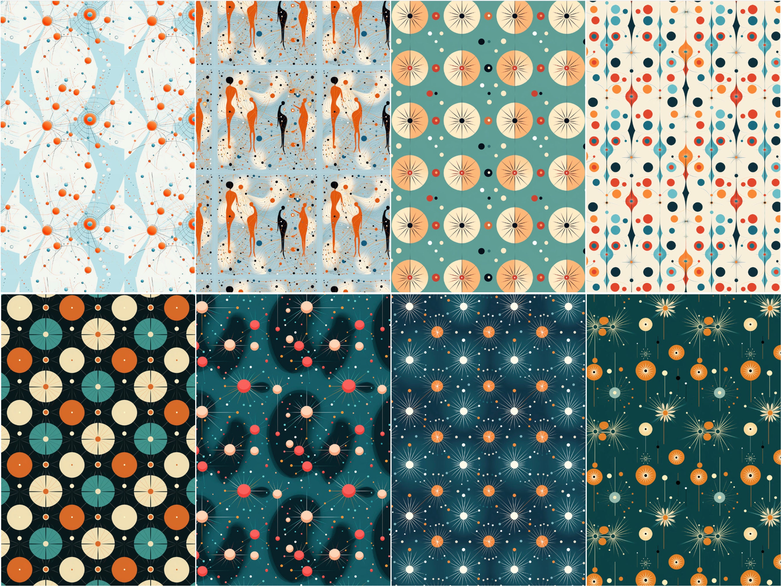 Retro Atomic, 20 Downloadable Seamless Tiled Patterns for Graphic ...