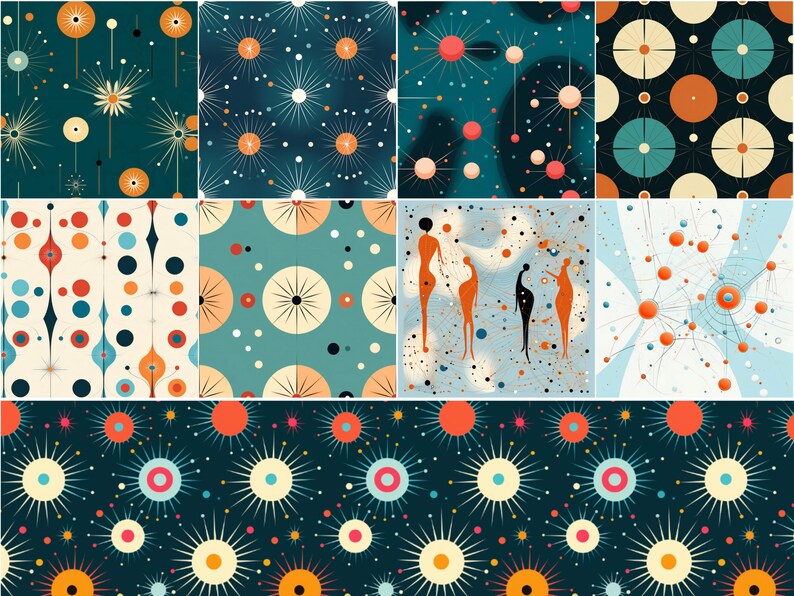 Retro Atomic, 20 Downloadable Seamless Tiled Patterns for Graphic ...