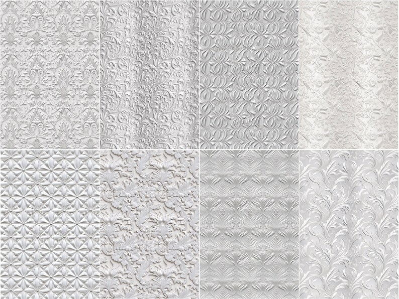 Embossed Silver Metal Patterns, 16 Downloadable Seamless Tiled Patterns ...