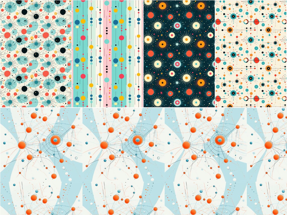 Retro Atomic, 20 Downloadable Seamless Tiled Patterns for Graphic ...