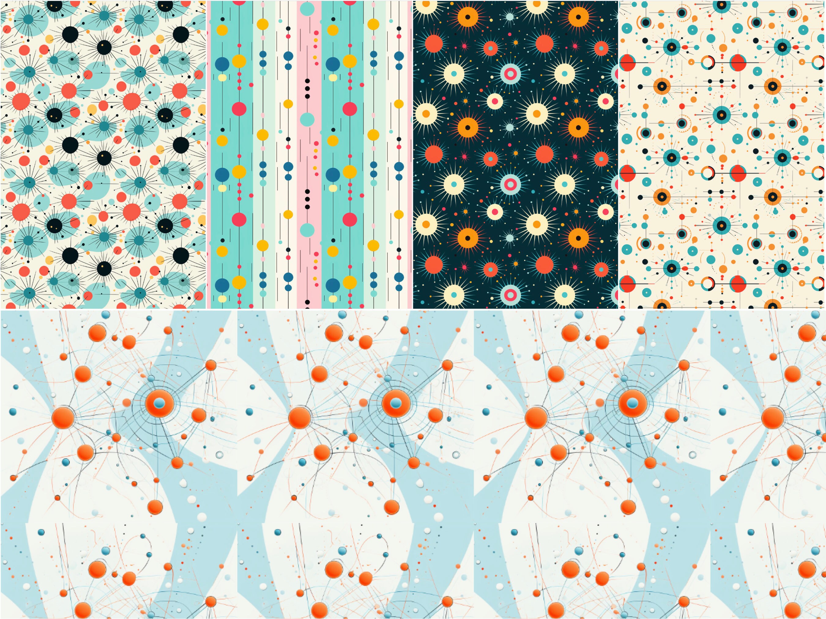 Retro Atomic, 20 Downloadable Seamless Tiled Patterns for Graphic Design and Crafting Projects ...