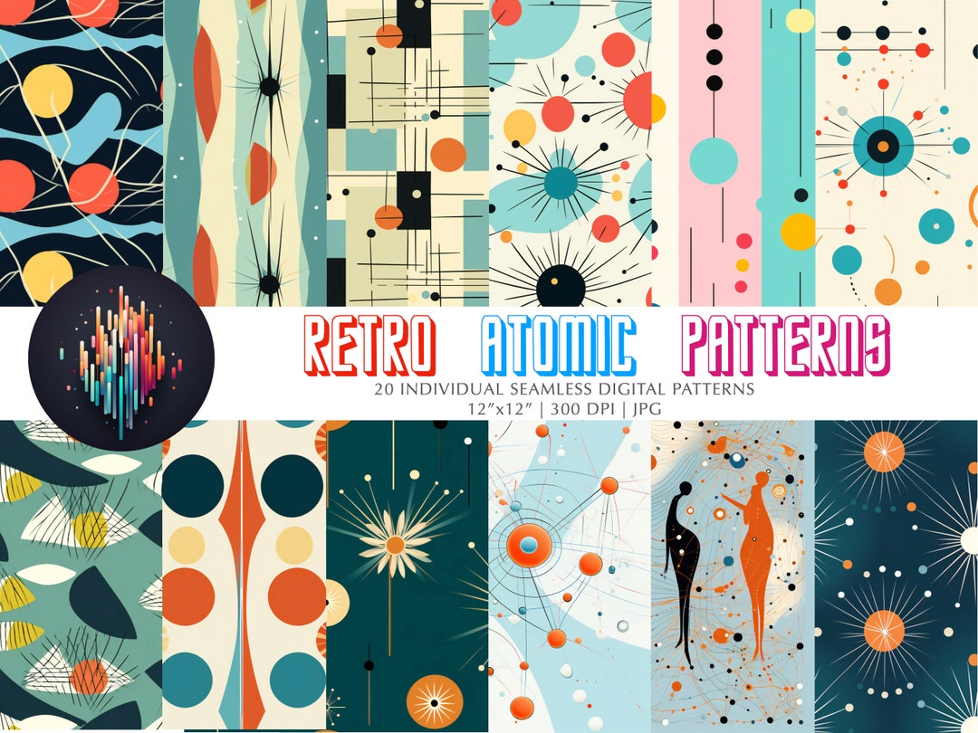 Retro Atomic, 20 Downloadable Seamless Tiled Patterns for Graphic ...