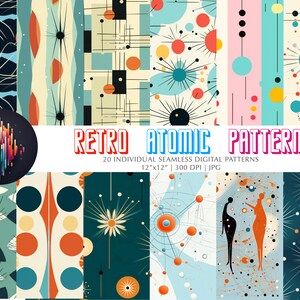Retro Atomic, 20 Downloadable Seamless Tiled Patterns for Graphic ...