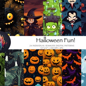 Halloween Fun 24 Downloadable Seamless Tiled Patterns for Graphic ...