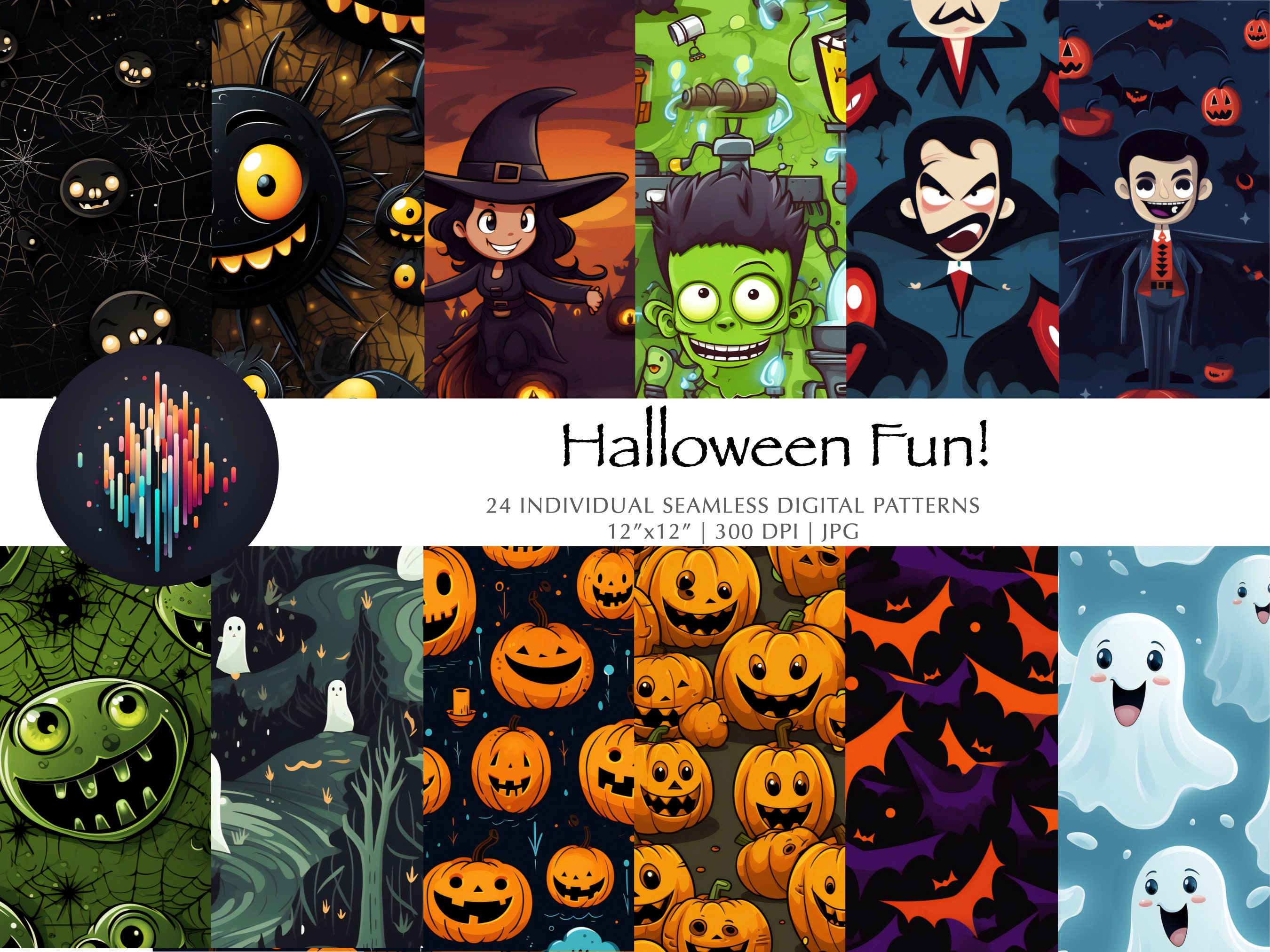 Halloween Fun 24 Downloadable Seamless Tiled Patterns for Graphic ...