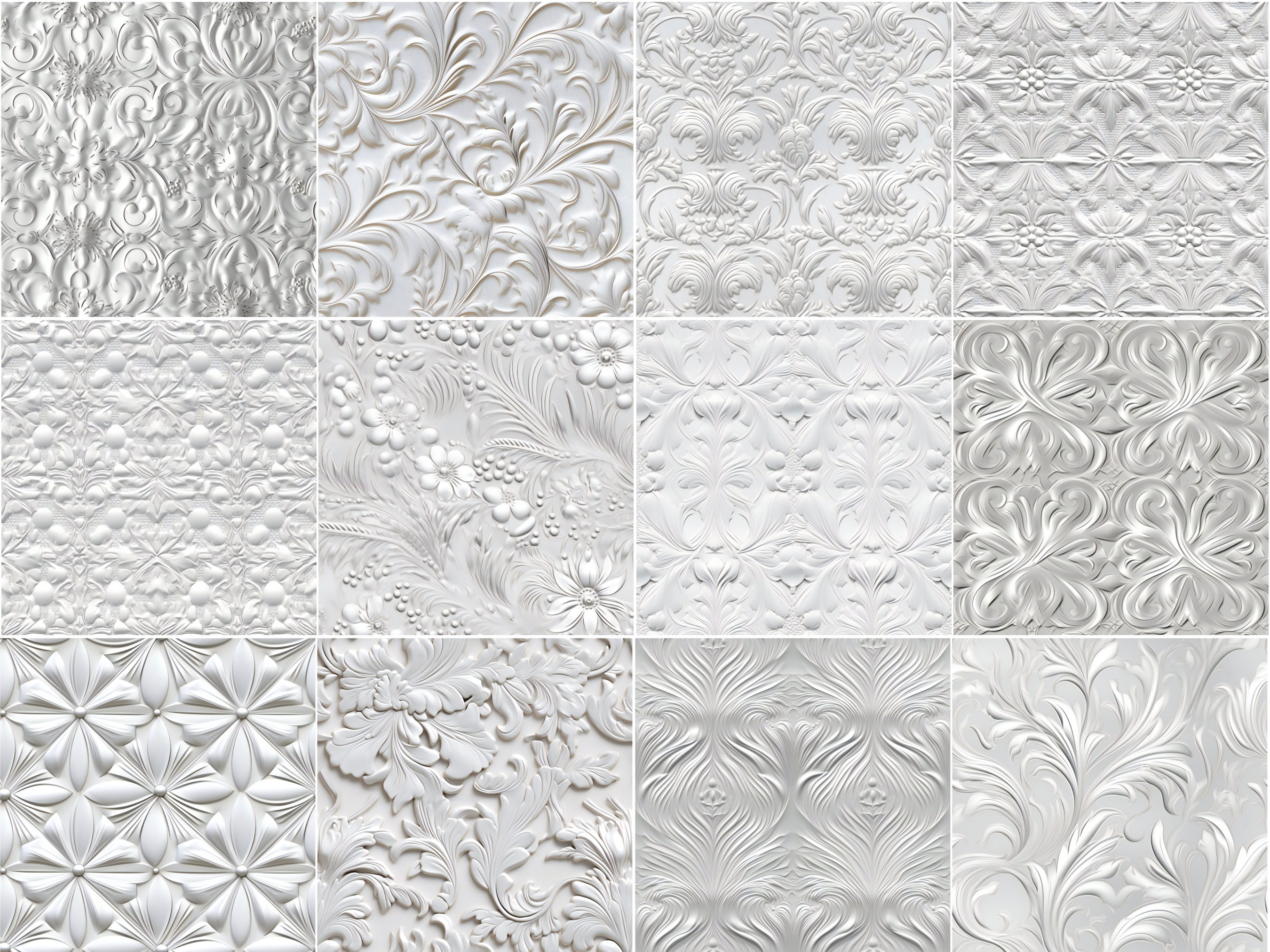 Embossed Silver Metal Patterns, 16 Downloadable Seamless Tiled Patterns ...