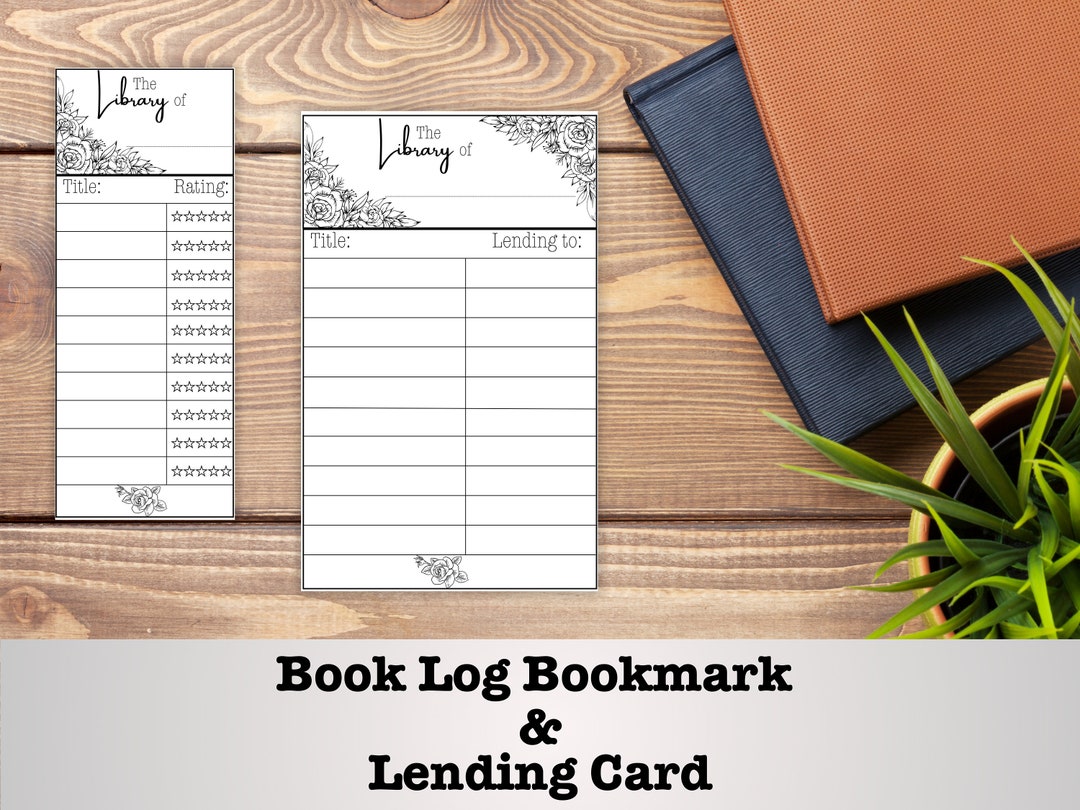 Reading Log Printable Bookmark, Book Lending Card, Floral Theme - Etsy