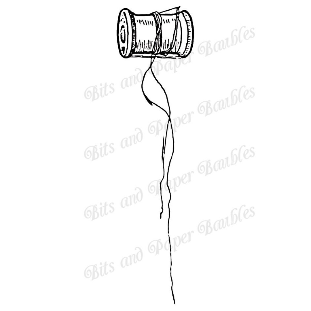 Spool of Thread Antique Vintage Illustration Clip Art Black and White ...