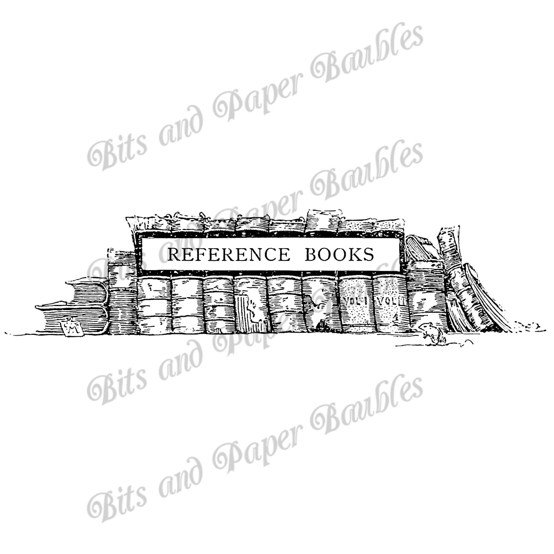 Reference Books on a Shelf With Mouse Antique Vintage - Etsy