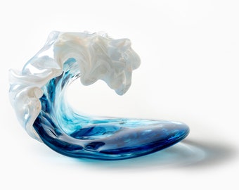 Fused Glass Art Panel Round Crashing Ocean Waves Rolling Breaking Wave ...