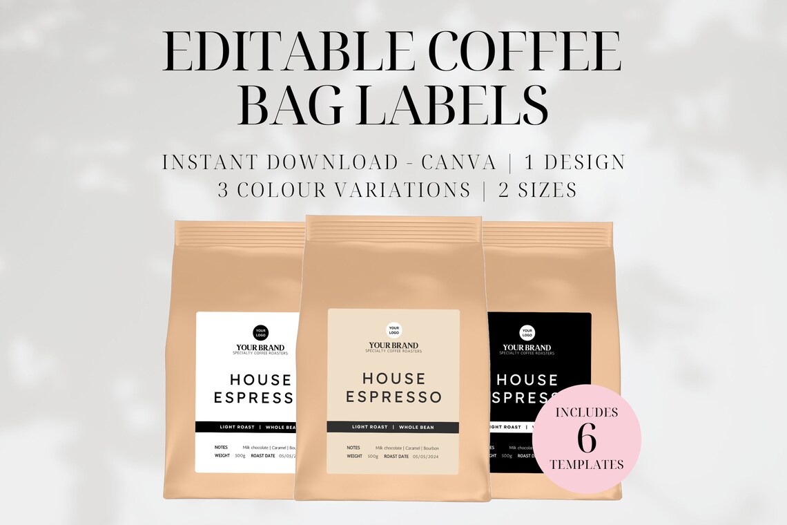 Editable Coffee Label Template: Customizable Canva Design (digital ...