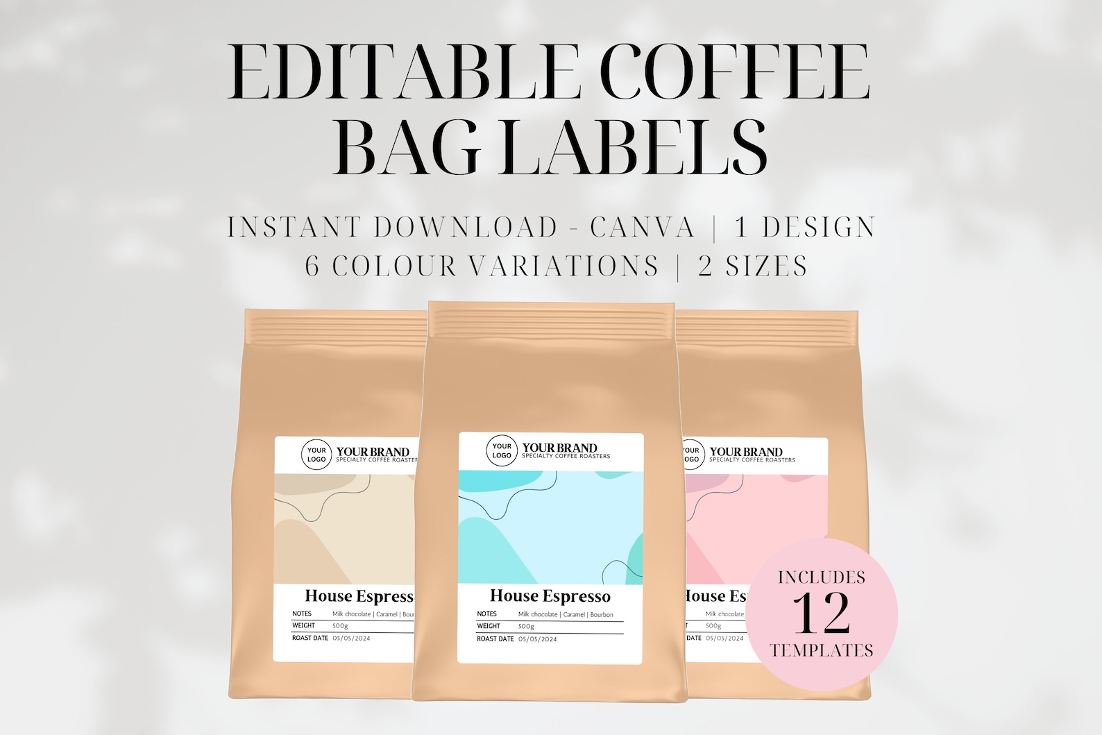 Printable Coffee Label Template • Kraft Pouch Label Template • Editable ...