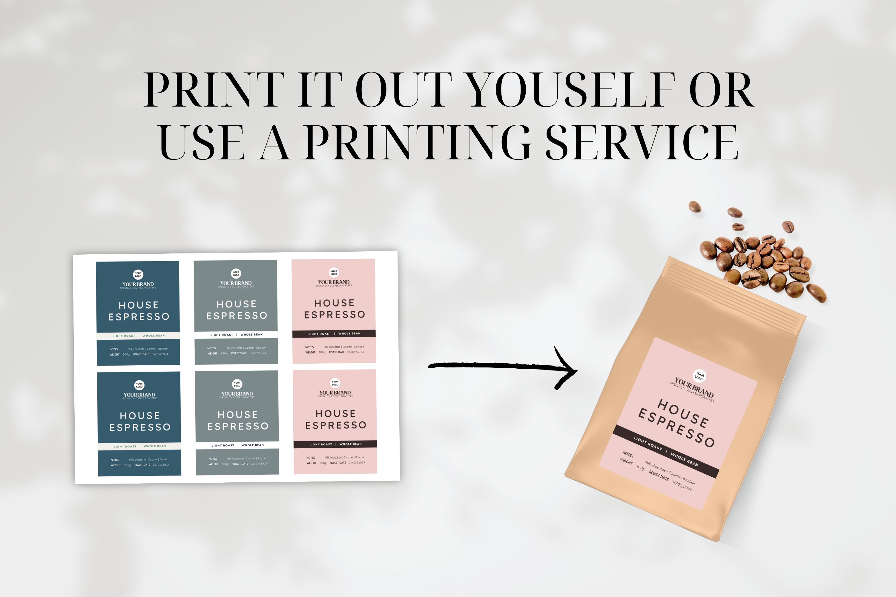 Printable Coffee Label Template • Kraft Pouch Label • Editable Canva ...