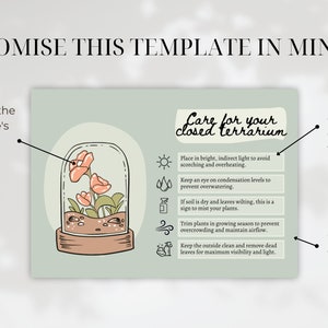Terrarium Care Guide: Plant Shop Order Insert (editable Canva Template ...