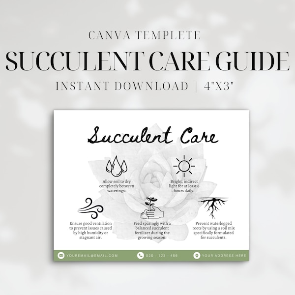 Printable Succulent Care Guide Cactus and Succulent Care Instruction ...