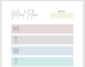 Meal Plan Printable Weekly Meal Plan Printable Meal Plan - Etsy