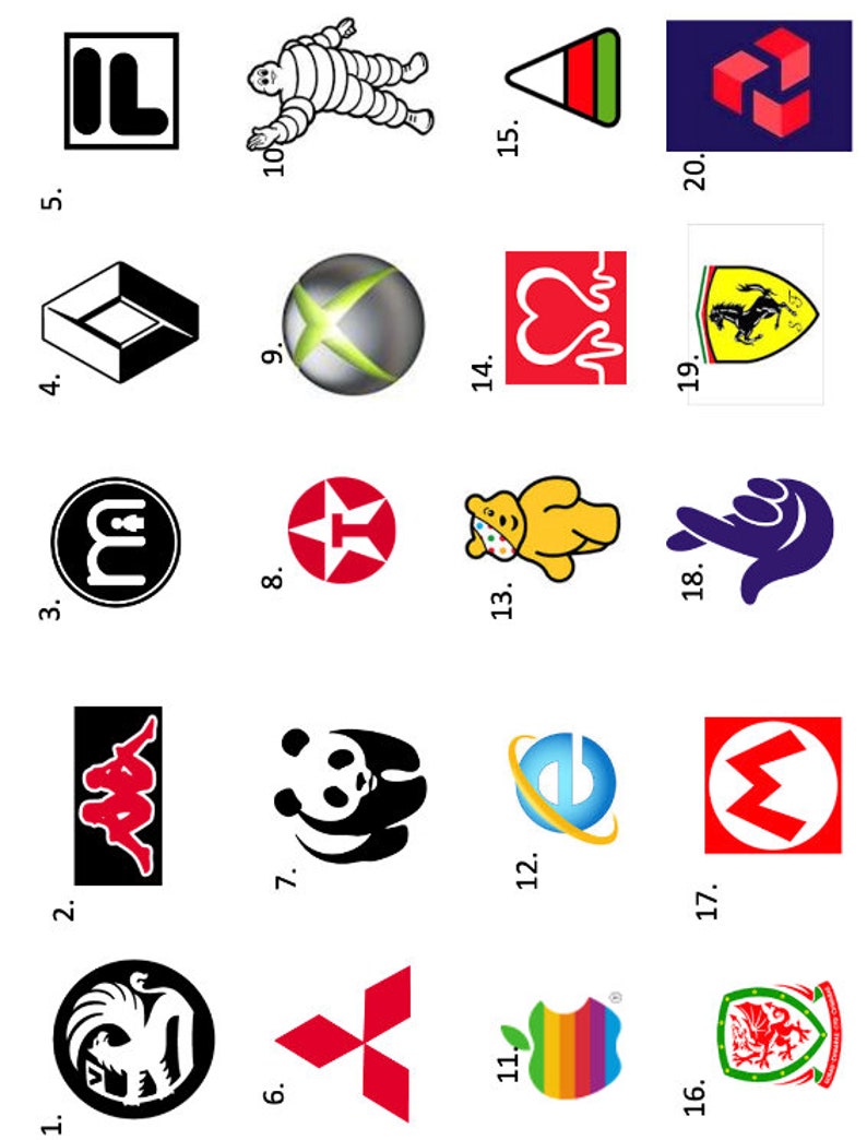 Printable Logo Quiz | Pub Quiz Picture Round | Logo Trivia Quiz ...