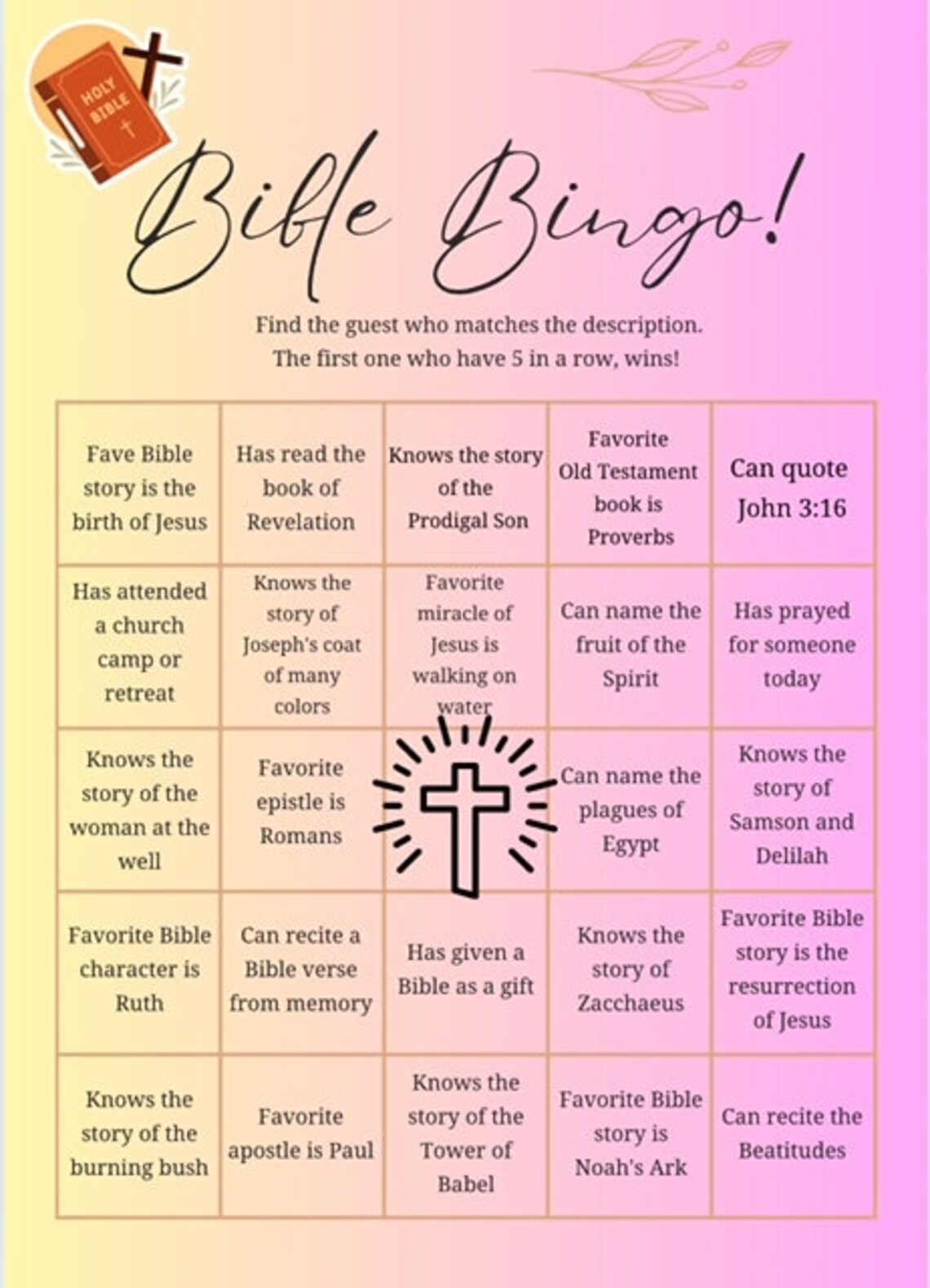Bible Bingo Printable Cards | Fun & Interactive Christian Game for All ...