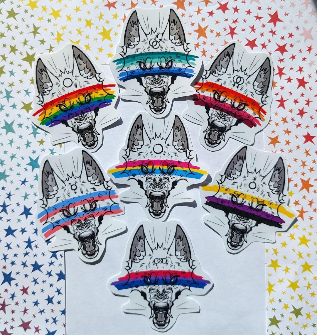 Pride Wolf Holographic Sticker LGBTQIA Furry - Etsy