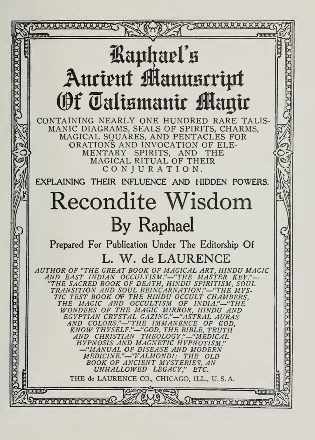 Ancient Talismanic Magic Manuscript - Rare 1880 Edition - Charms ...