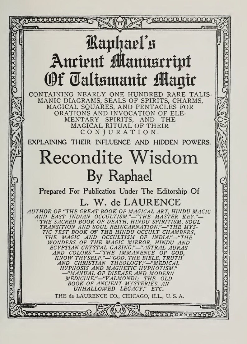 Ancient Talismanic Magic Manuscript - Rare 1880 Edition - Charms ...
