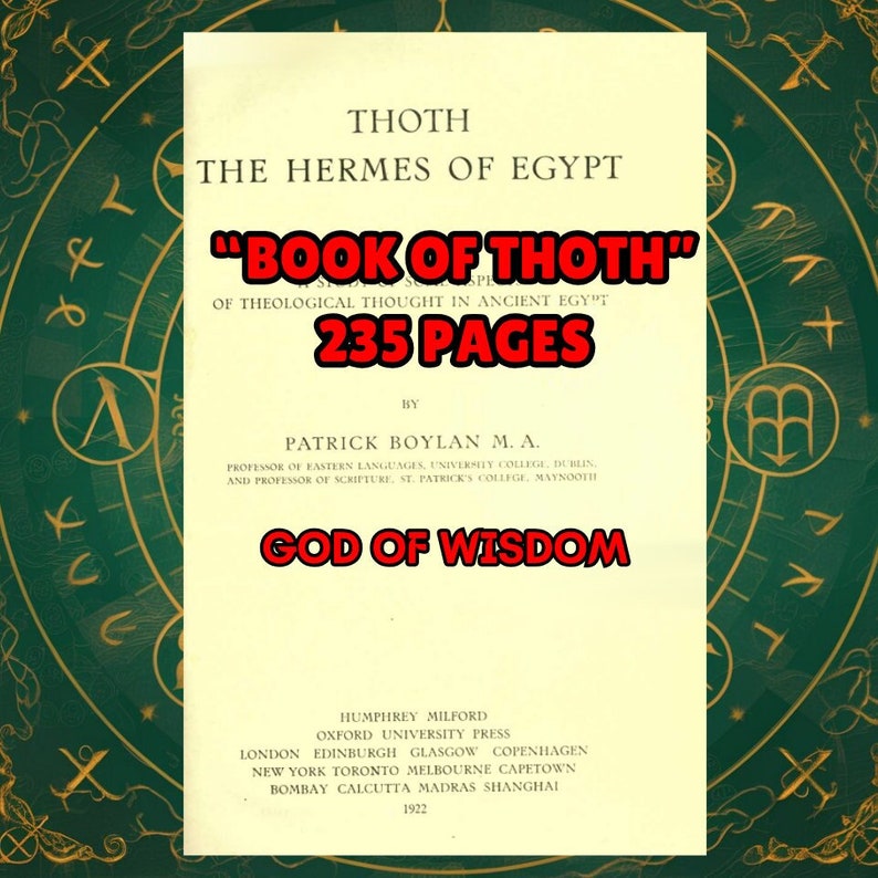 Book of Thoth - the Hermes of Egypt, the Original English Translated Book of Thoth 1922 ...