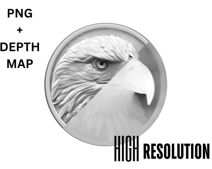Bas Relief of Eagle Head PNG Circular Design for 3d Laser Engraving ...