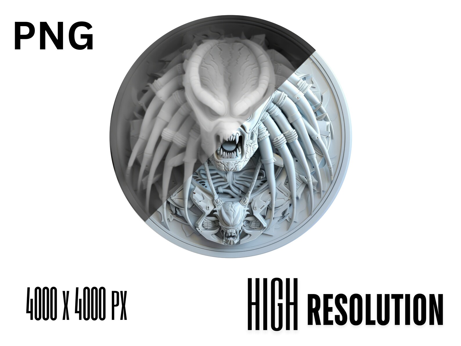 Predator Laser PNG Coin Design for 3d Laser Engraving With Height Map ...