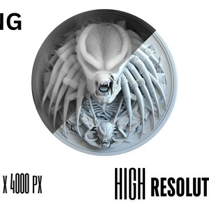 Predator Laser PNG Coin Design for 3d Laser Engraving With Height Map ...