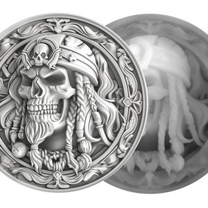 Bas Relief of Pirate Head PNG Circular Design for 3d Laser Engraving ...