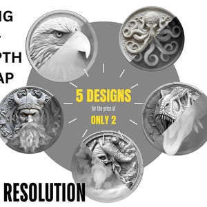 Bas Relief Bundle of 5 High RES Pngs With Depth Map Included for 3d ...