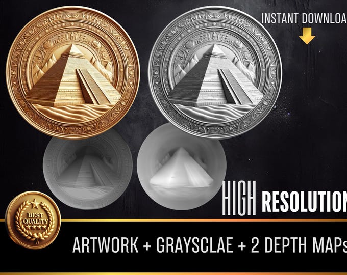 Egyptian Pyramid Laser PNG Coin Design for 3d Laser Engraving With ...