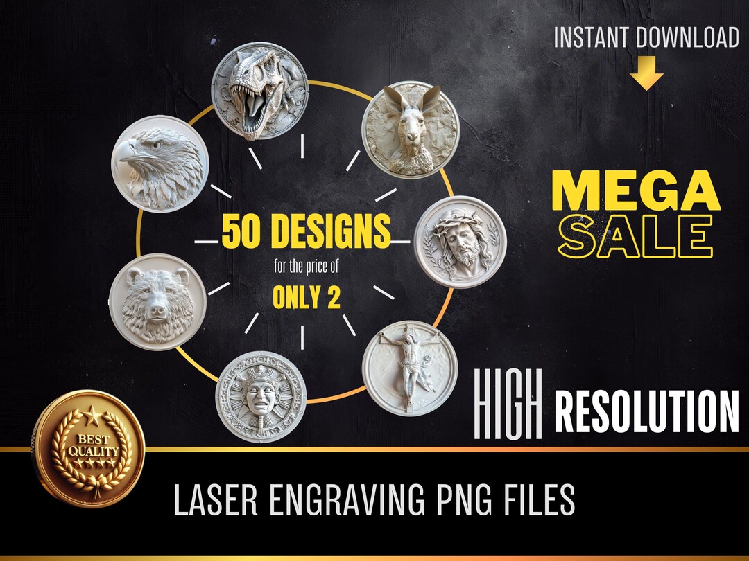 Laser Engrave Files PNG Bundle 50 Different High Resolution Files for X ...