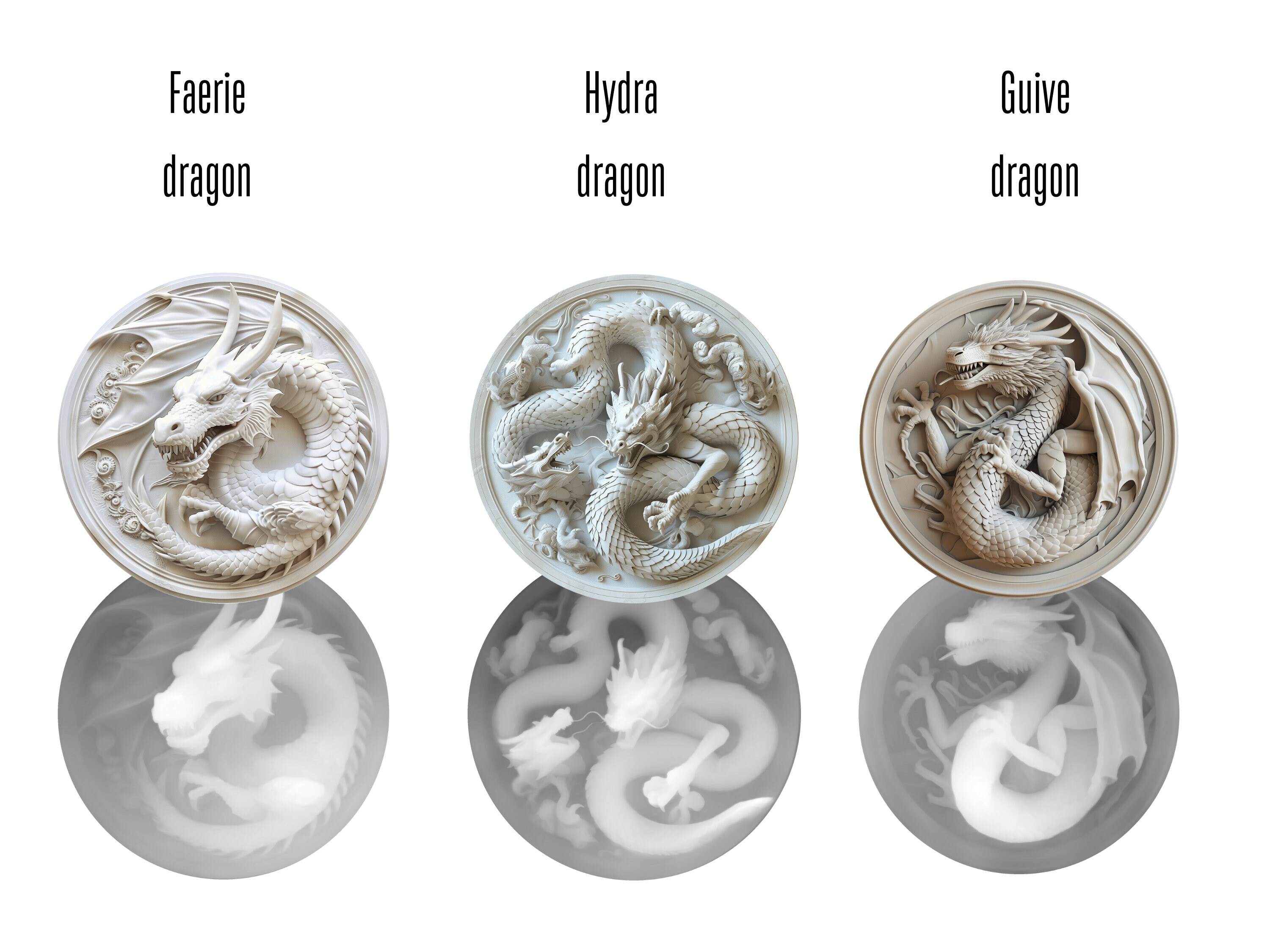 Bas Relief Dragon Bundle of 12 High RES Pngs Depth Map for Laser ...