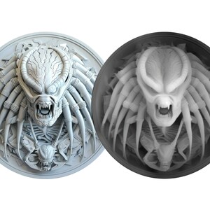 Predator Laser PNG Coin Design for 3d Laser Engraving With Height Map ...