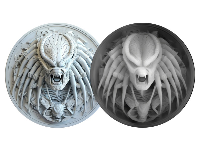 Predator Laser PNG Coin Design for 3d Laser Engraving With Height Map ...