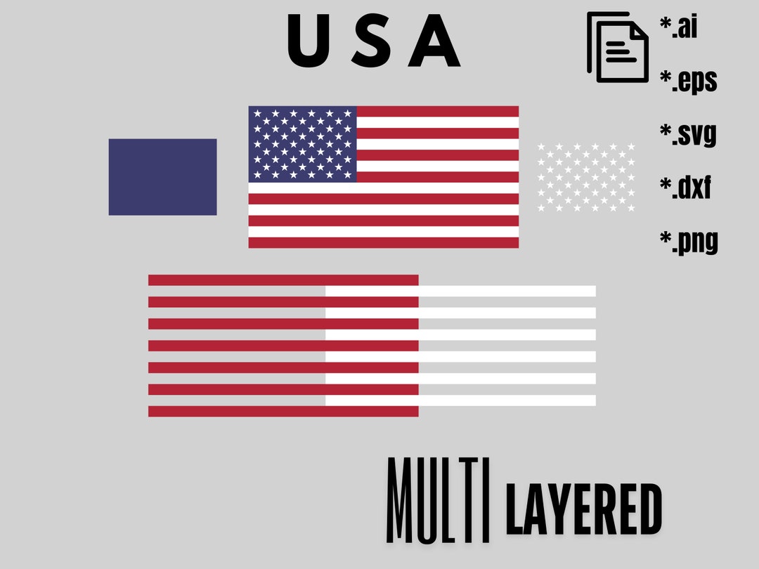 Layered American Flag SVG in 5 Different Formats USA Clipart Cricut ...