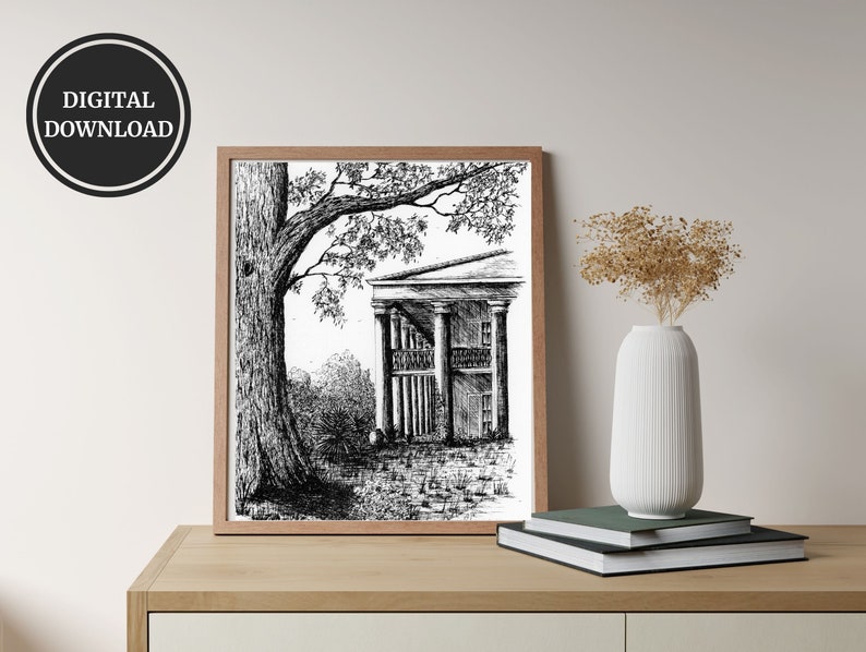 Oak Alley Historic Plantation Home, Digital Print of Original Artwork ...
