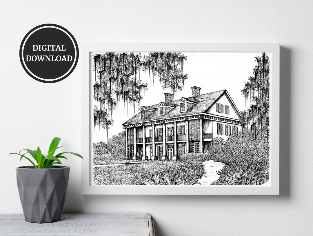 Shadows Historic Plantation Home, Digital Print of Original Artwork ...
