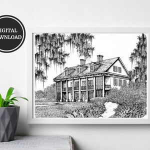 Shadows Historic Plantation Home, Digital Print of Original Artwork ...