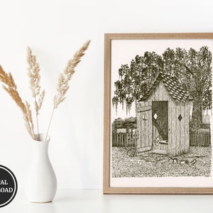 Outhouse Print, Digital Print of Original Artwork, Hand Drawn ...