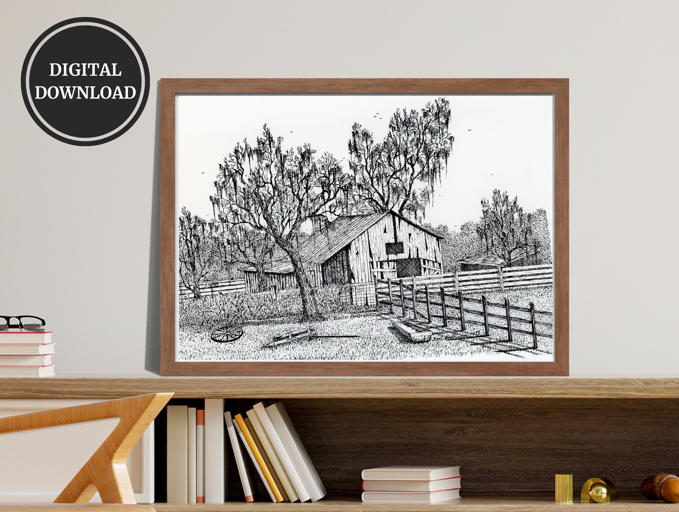 Historic Louisiana Barnyard, Digital Print of Original Artwork Hand ...
