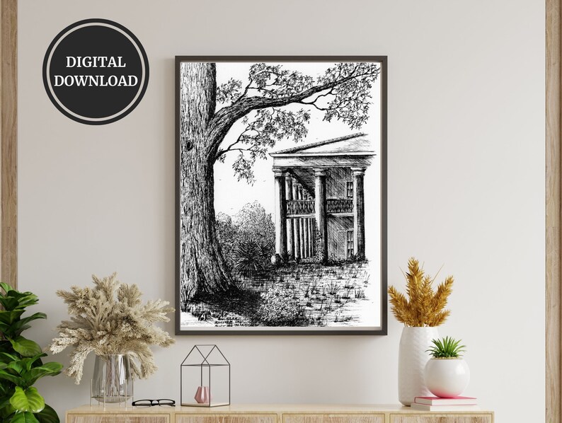 Oak Alley Historic Plantation Home, Digital Print of Original Artwork ...
