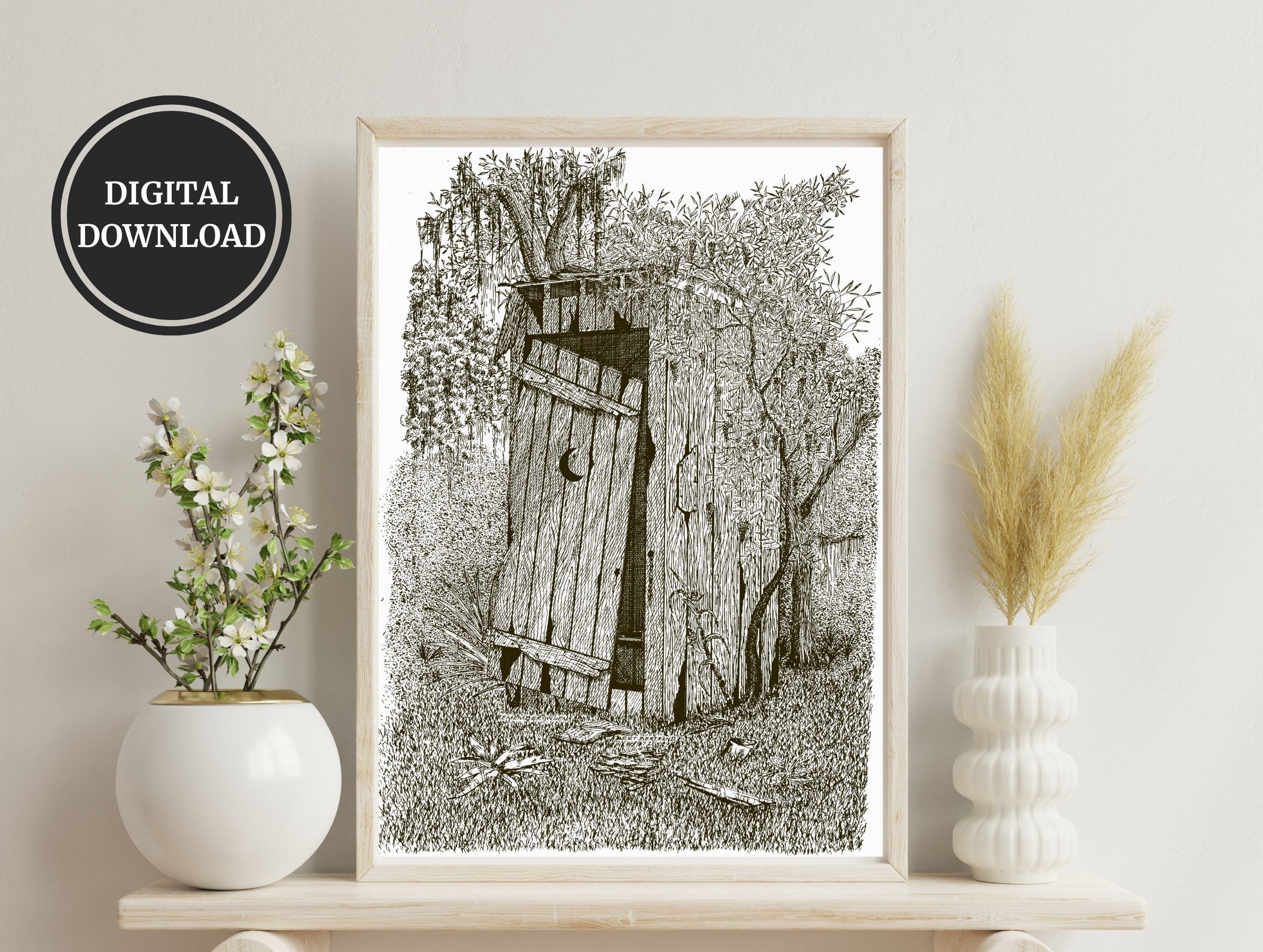 Outhouse Print, Digital Print of Original Artwork, Hand Drawn ...