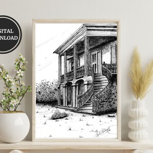 Plantation House, Digital Print of Original Artwork, Hand Drawn ...