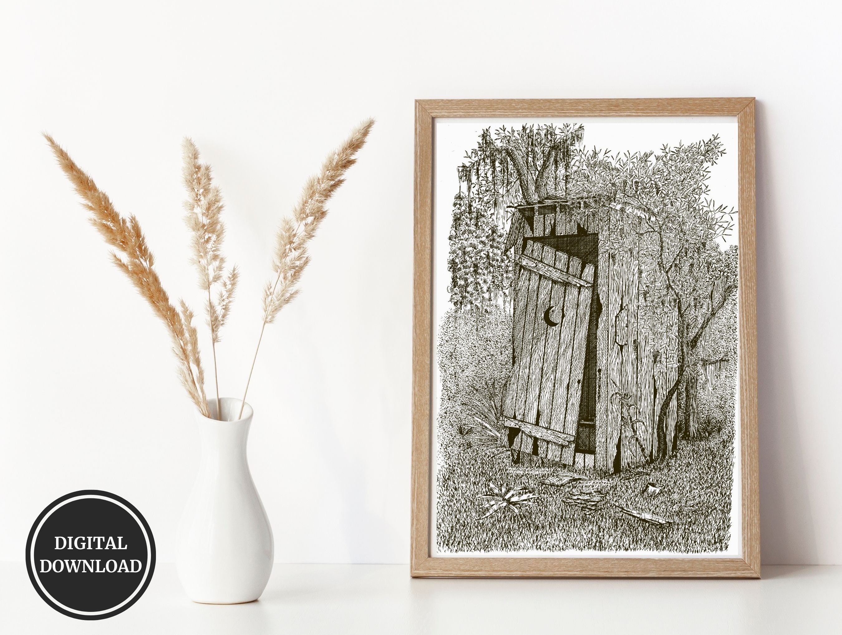 Outhouse Print, Digital Print of Original Artwork, Hand Drawn ...