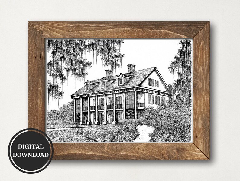 Shadows Historic Plantation Home, Digital Print of Original Artwork ...